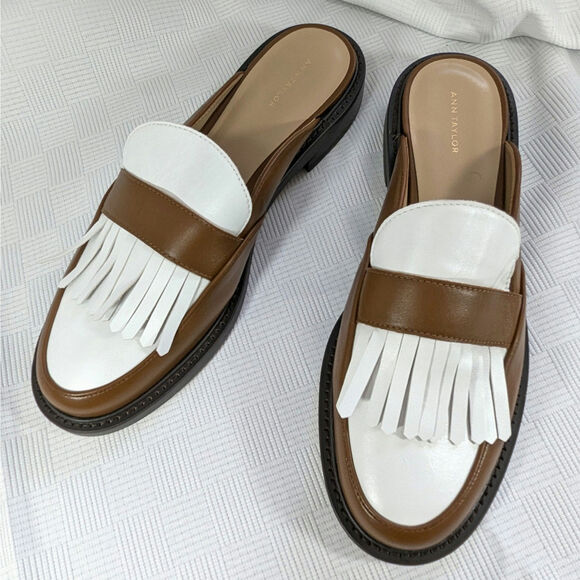 Ann Taylor | Shoes | Nwot Ann Taylor Pecan Brown White Genuine Leather ...